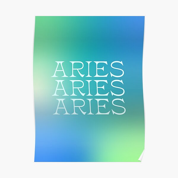 "Aries - Zodiac Sign Word Art with Cool Gradient Background" Poster by ...
