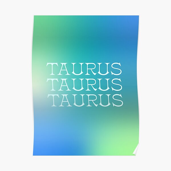 "Taurus - Zodiac Sign Word Art with Cool Gradient Background" Poster ...