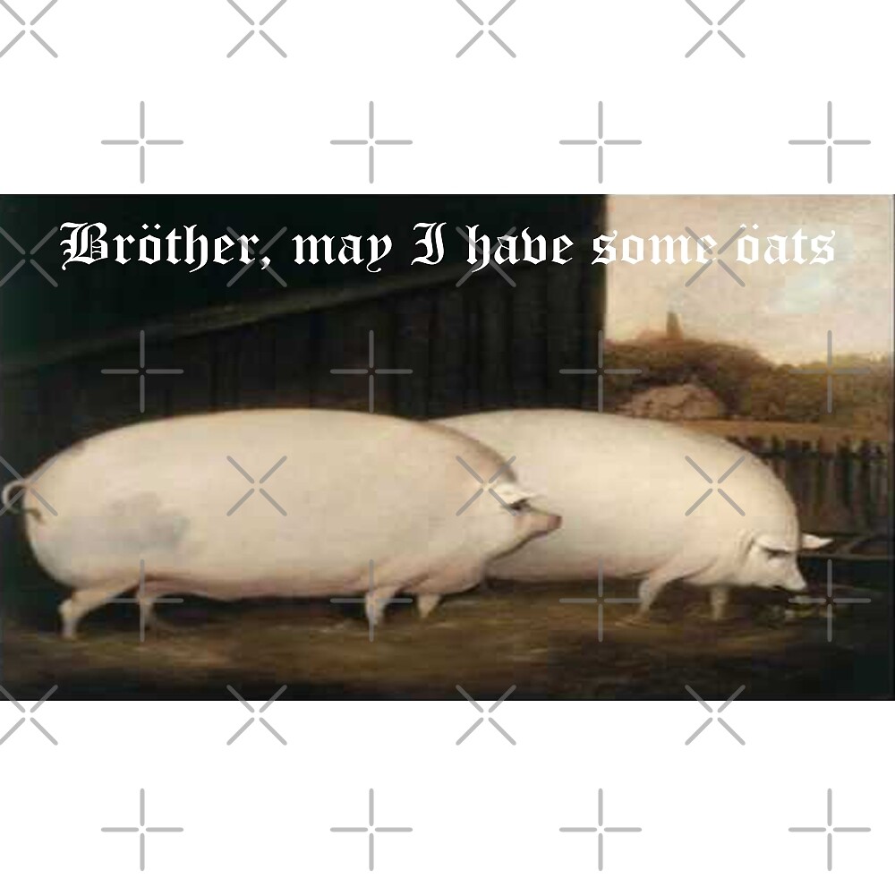 "Brother, may I have some Oats? Pig Meme" by Random Stuffz | Redbubble