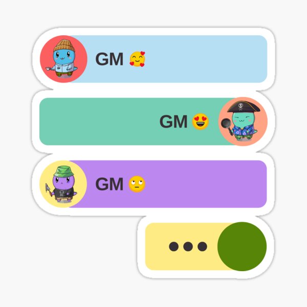 "NFT GM Good Morning Text Message" Sticker by thedigitomato | Redbubble