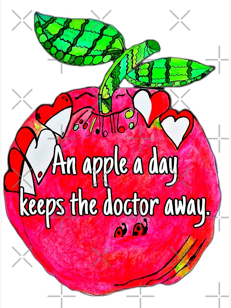 Póster «Manzana roja: una manzana una manzana al día mantiene alejado ... Póster «Manzana roja: una manzana una manzana al día mantiene alejado ...