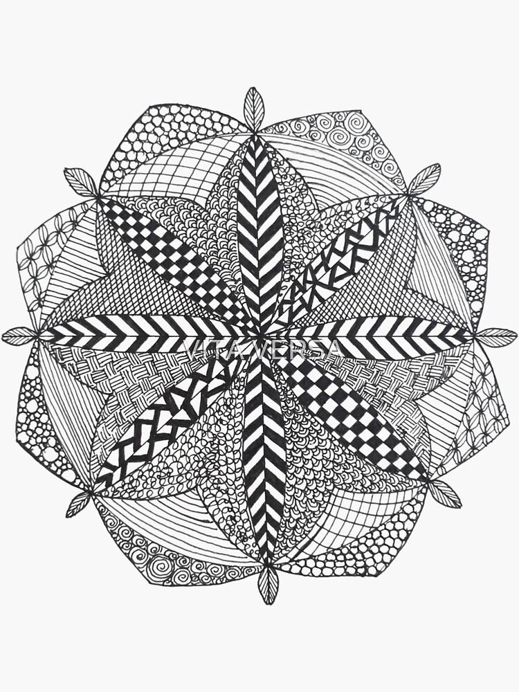 "Black and white abstract Zendala flower" Sticker by EILUKA | Redbubble