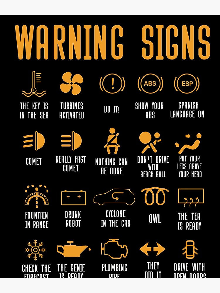 "Funny Car Mechanic Warning Signs" Poster for Sale by SMMBYV | Redbubble