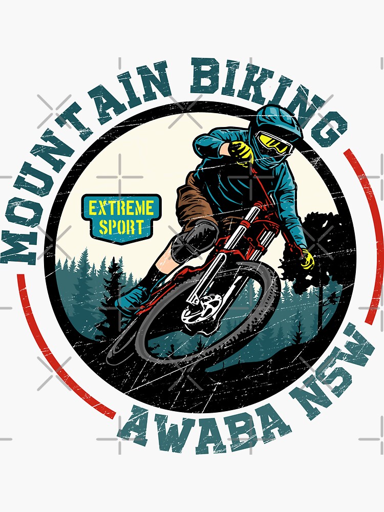 "Vintage Retro Awaba Mountain Bike Bmx Mtb Trails Cycling" Sticker for ...