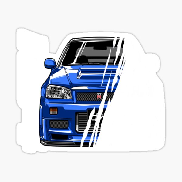"Nissan Skyline Gtr R34 T-ShirtNissan Skyline GTR R34 " Sticker for ...