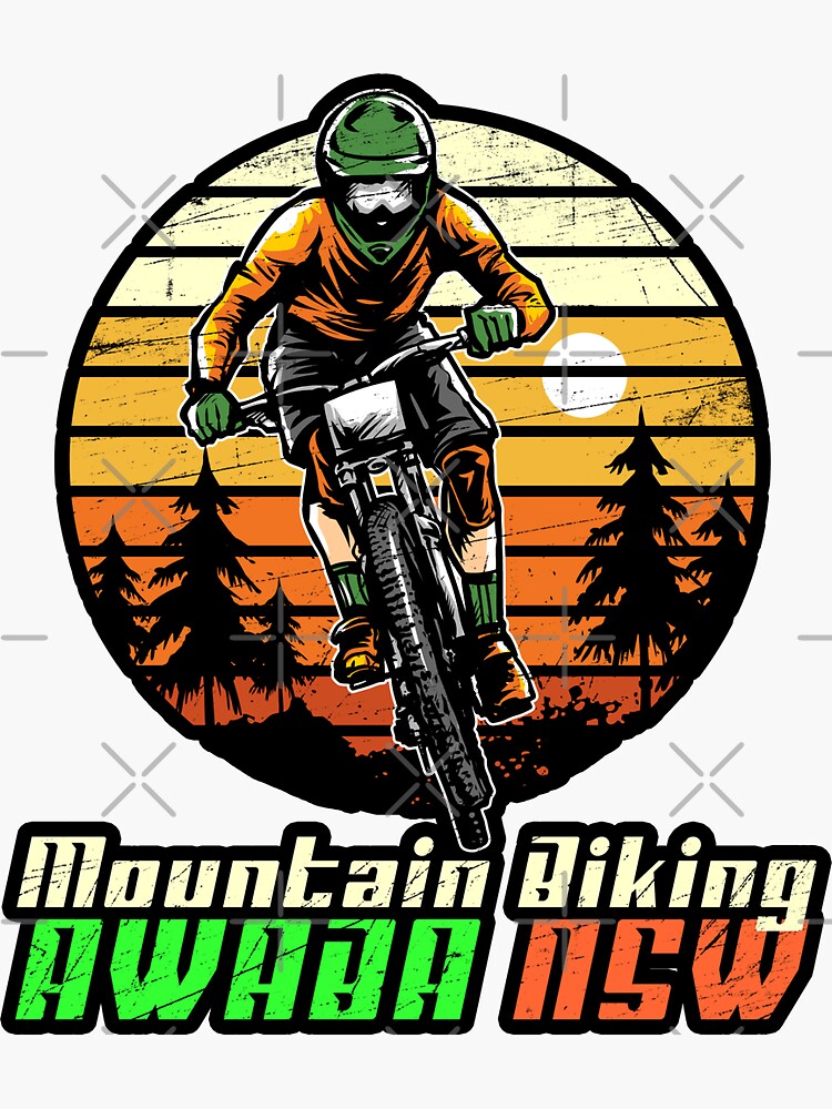 "Vintage Retro Awaba Mountain Bike Bmx Mtb Trails Cyclingiking" Sticker ...