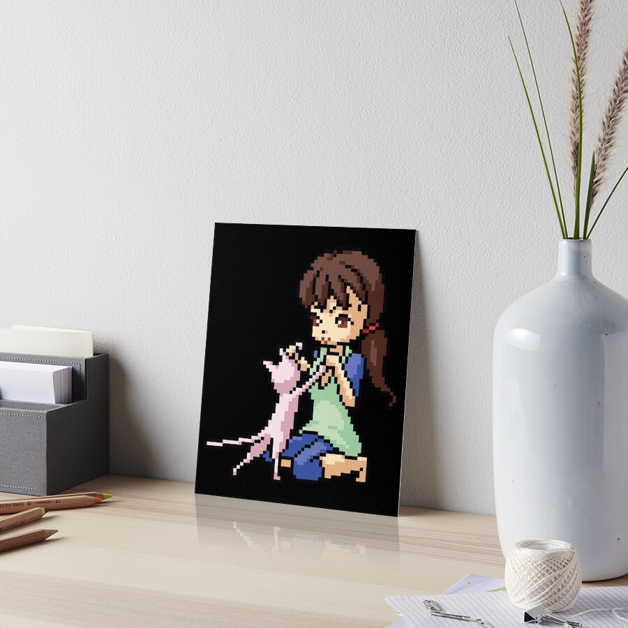 Lámina rígida «Anime y gato Pixel art Japonés chibi Chica kawaii gato ...