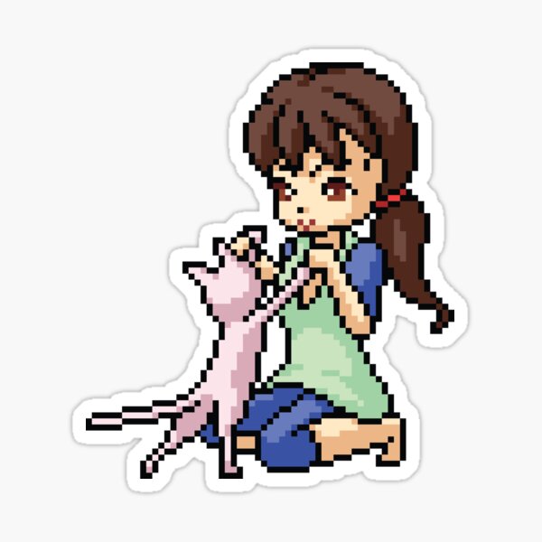 "Anime and Cat Pixel art Japanese chibi Girl kawaii cat obsessed ...