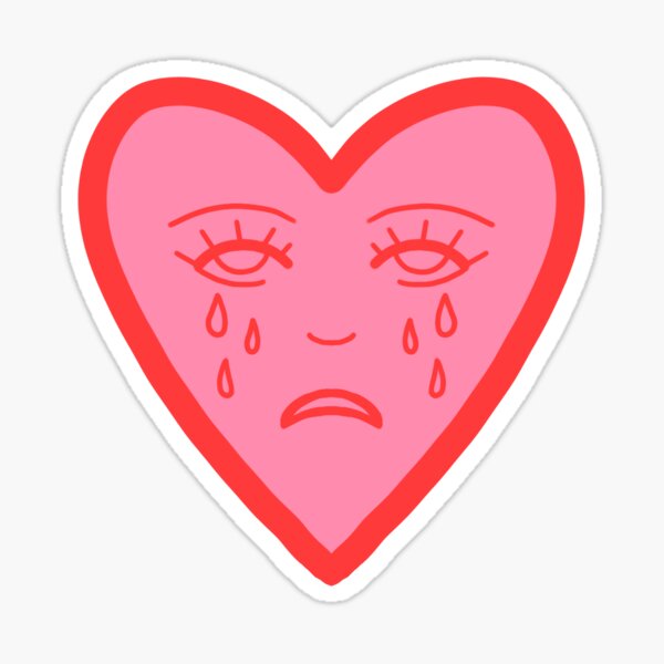 "Pink crying heart" Sticker by Haydenleashop | Redbubble