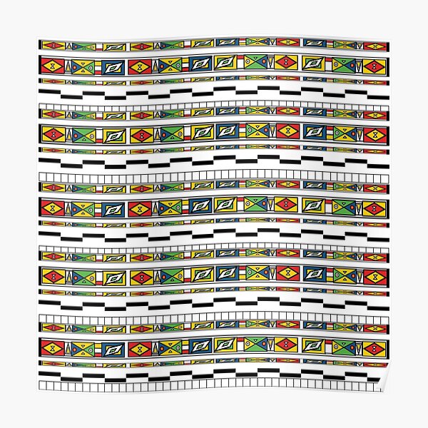 "Geometric shaped Ndebele art print with a whte background" Poster by ...