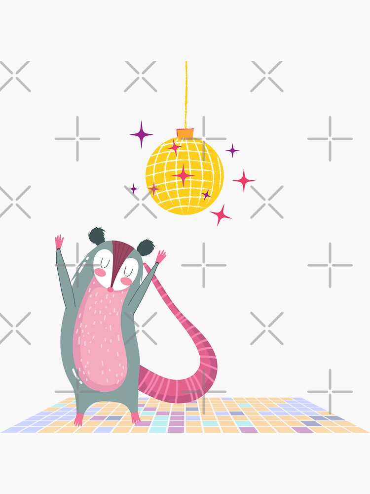 "Disco Dancing Possum Babe" Sticker by CapricornGoods | Redbubble