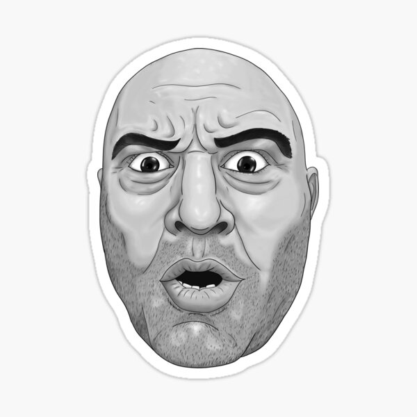 "Joe Rogan Cartoon Head Black and White" Sticker for Sale by Meme-Tees ...