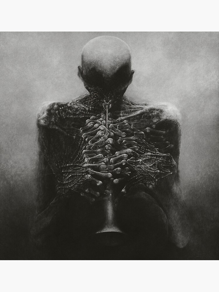 "Untitled [The Trumpeter], by Beksinski" Sticker for Sale by ...