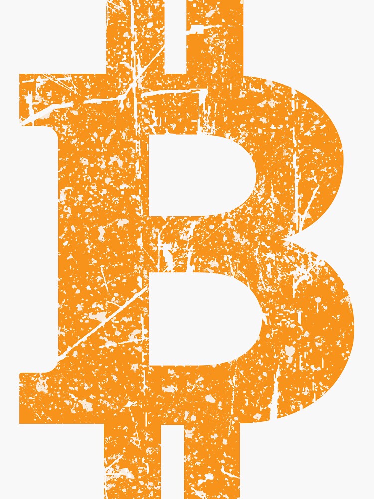 "Grunge Orange Bitcoin logo" Sticker by FullThrottleTec | Redbubble