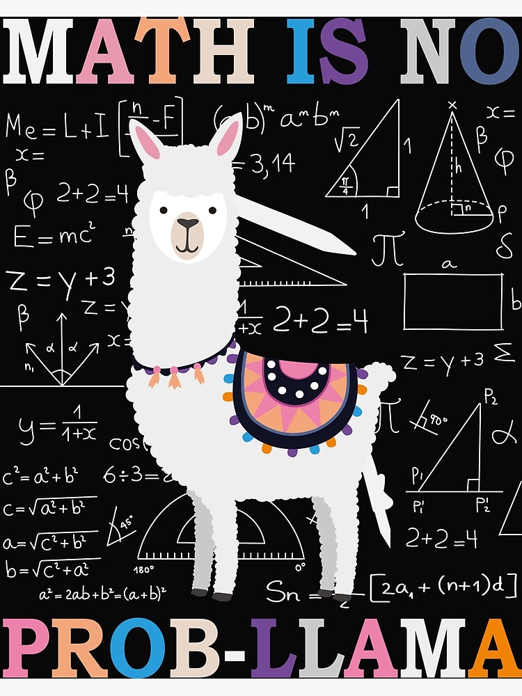 Funny 100 Days Of School Quote Math Is No Prob Llama Premium Matte ...