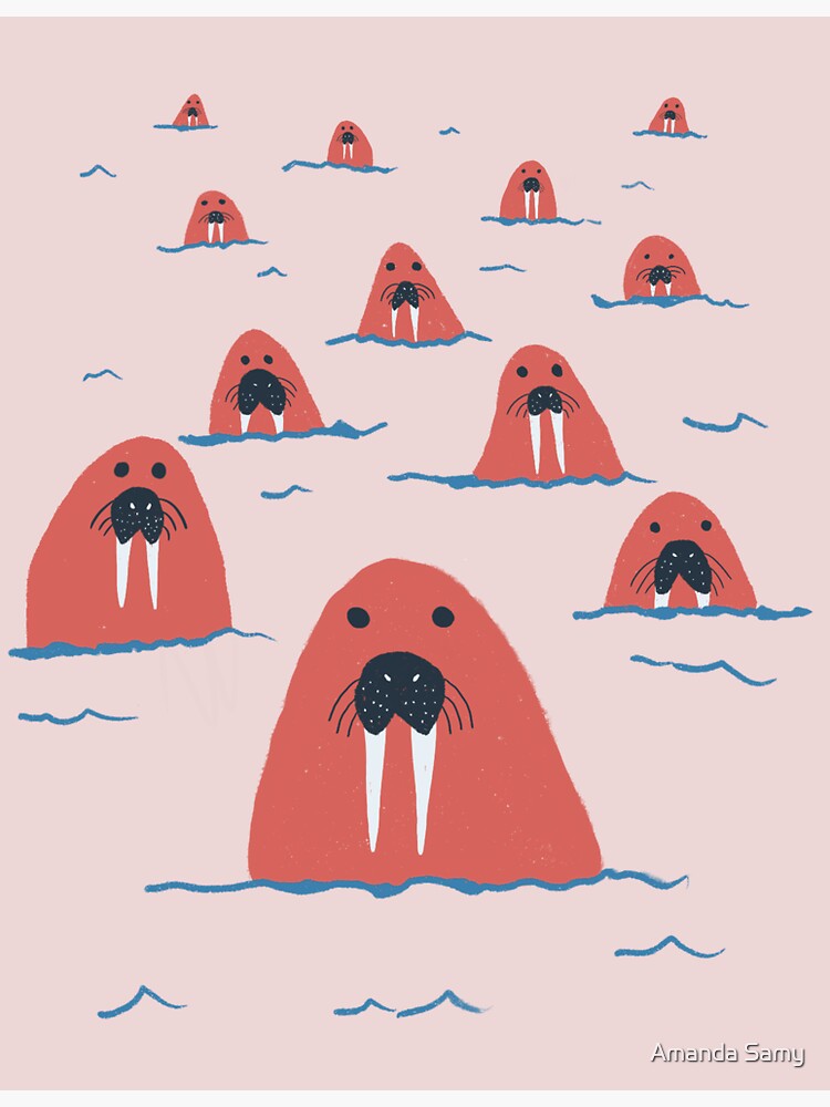 "My Pink Walrus Friends" Sticker by SamySideUp | Redbubble