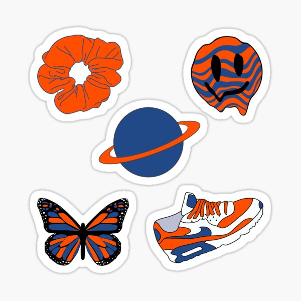 "orange and blue college sticker pack" Sticker by Jaymesarah | Redbubble