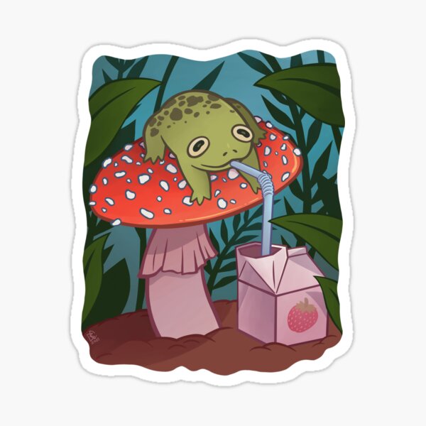 "Little Froggy Boi enjoying his Strawberry Milk" Sticker for Sale by ...