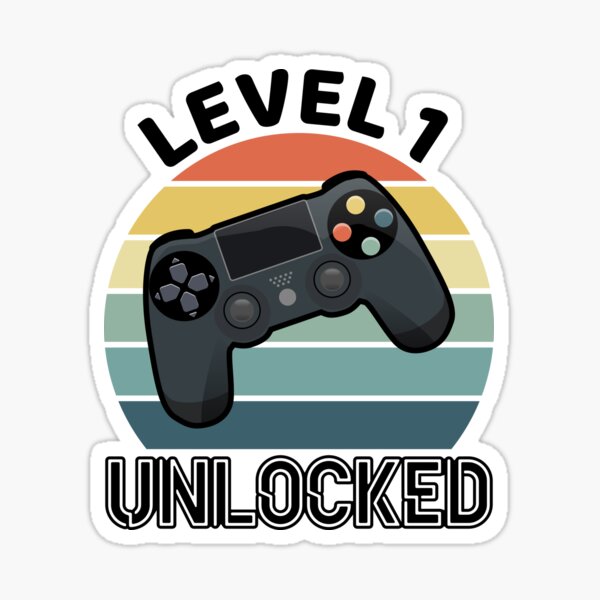 "Level 1 Unlocked Video Game 1st Birthday Gift" Sticker by OsherR ...