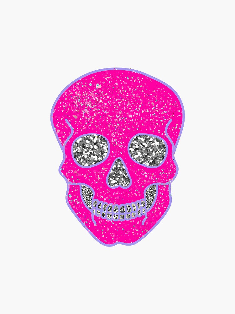 "Pink glitter skull" Sticker by Shopavaleigh | Redbubble
