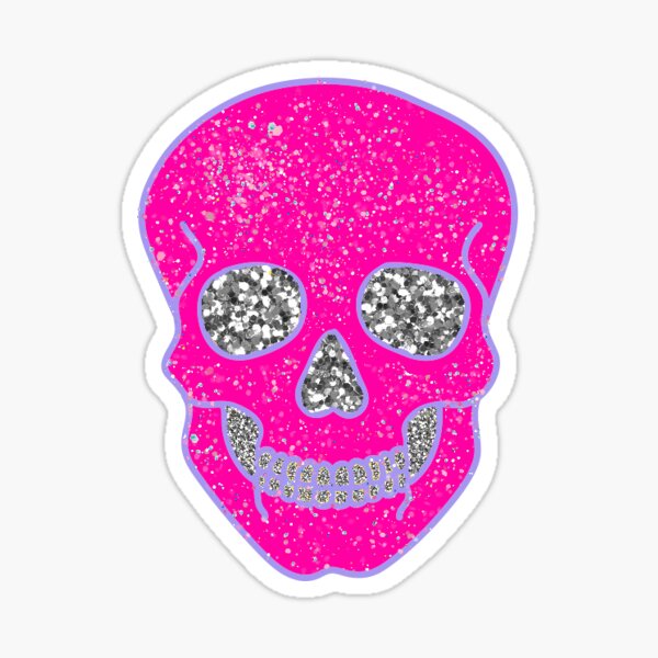 "Pink glitter skull" Sticker by Shopavaleigh | Redbubble
