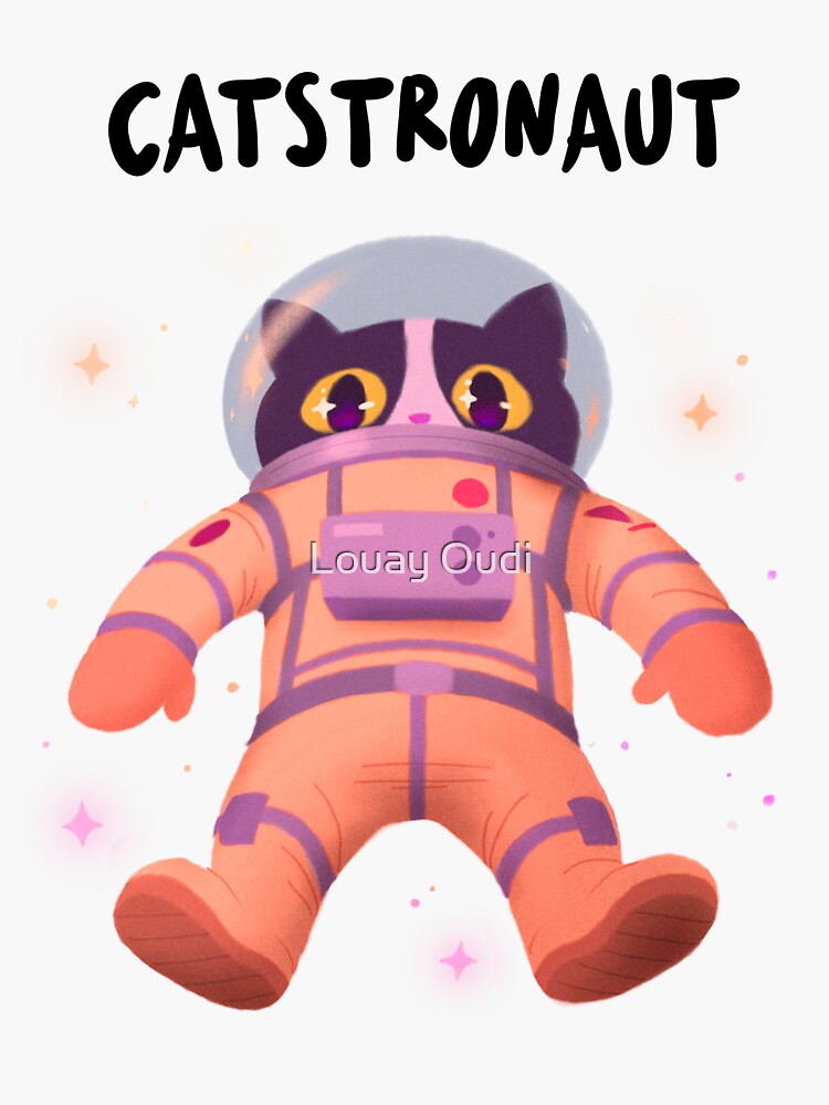 "Cute Catstronaut " Sticker by WorkoutMinotaur | Redbubble