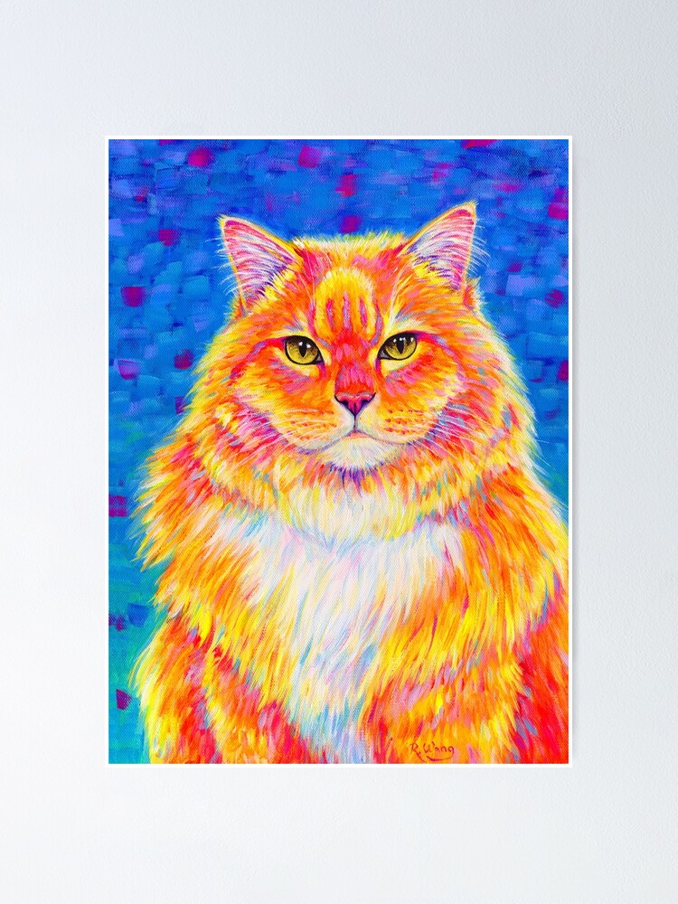 "Colorful Buff Orange Tabby Cat" Poster for Sale by lioncrusher | Redbubble