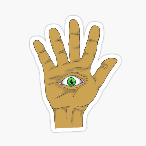 "Rad Hand Sees All" Sticker by miguelscanvas | Redbubble