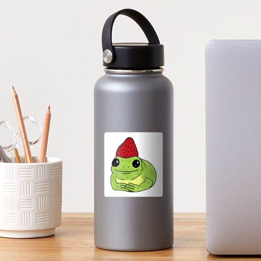 "Polite frog with strawberry on head" Sticker for Sale by ekiso | Redbubble