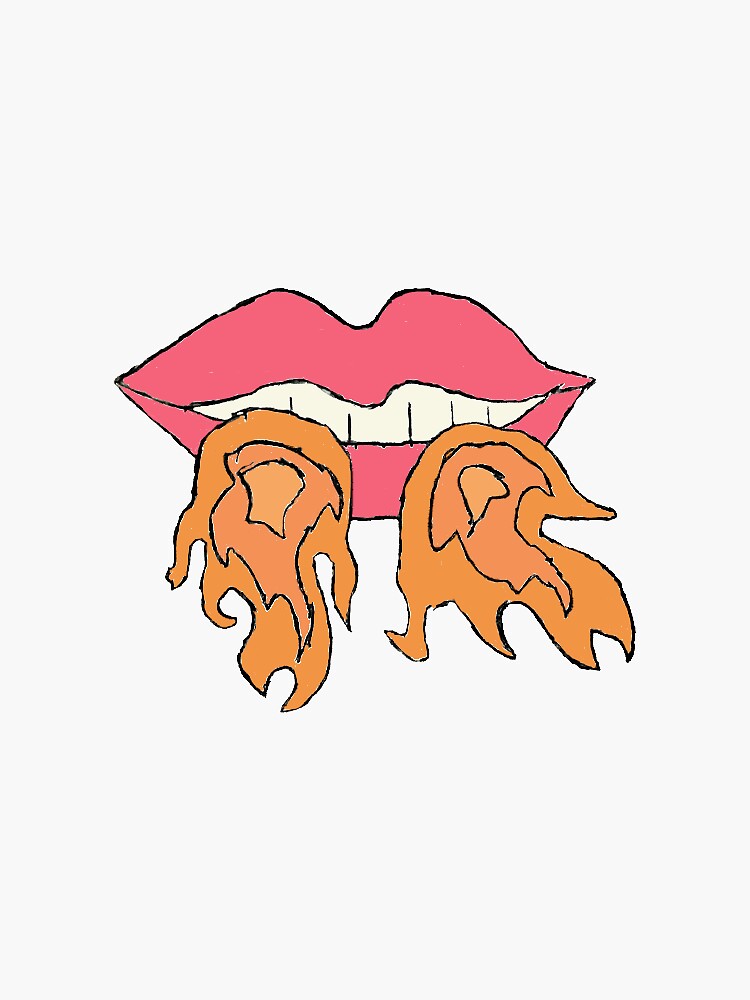 "Lips With Flames" Sticker for Sale by em-designss | Redbubble