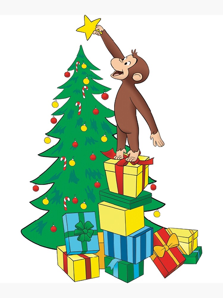 "Curious George Christmas Sticker" Poster for Sale by GiuliofMariani ...