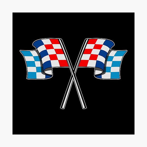 "Checked racing car flag (Blue, Red, Light Blue Color)" Photographic ...
