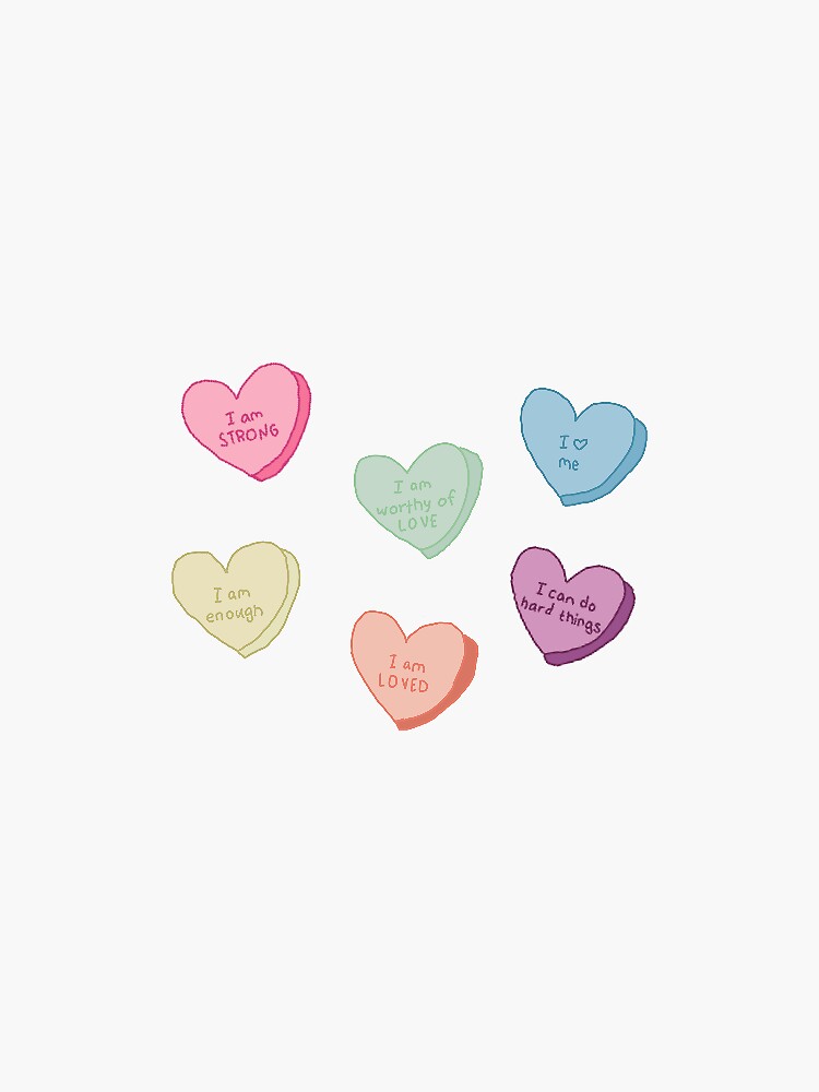 "Positive affirmation hearts" Sticker for Sale by WizardsWheezes ...