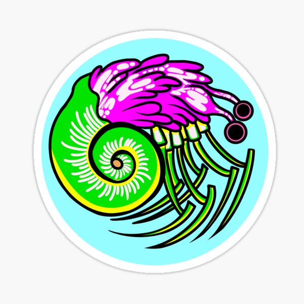 "Shellfish swirl - In neon" Sticker for Sale by midnight-roses | Redbubble