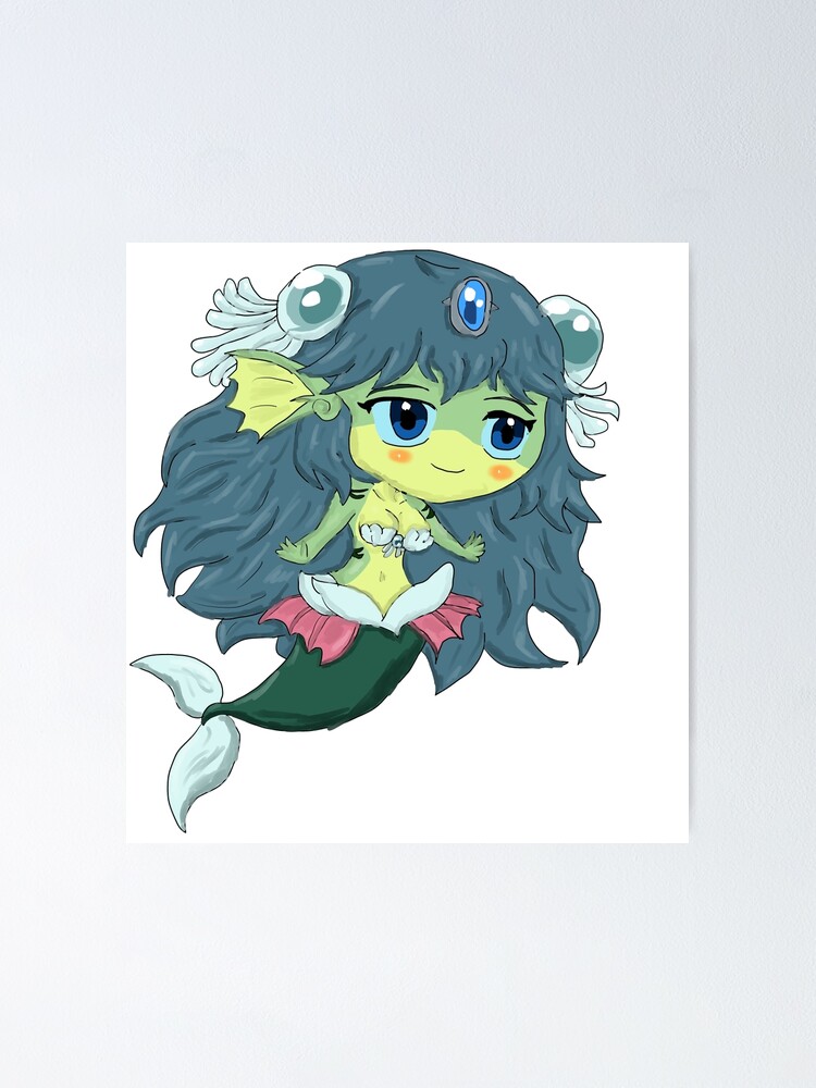 "Chibi Giga Mermaid" Poster for Sale by Megalos | Redbubble