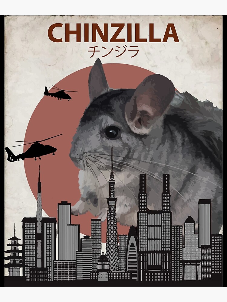 "Chinzilla - Giant Chinchilla Monster Essential" Poster by OthelloVall | Redbubble