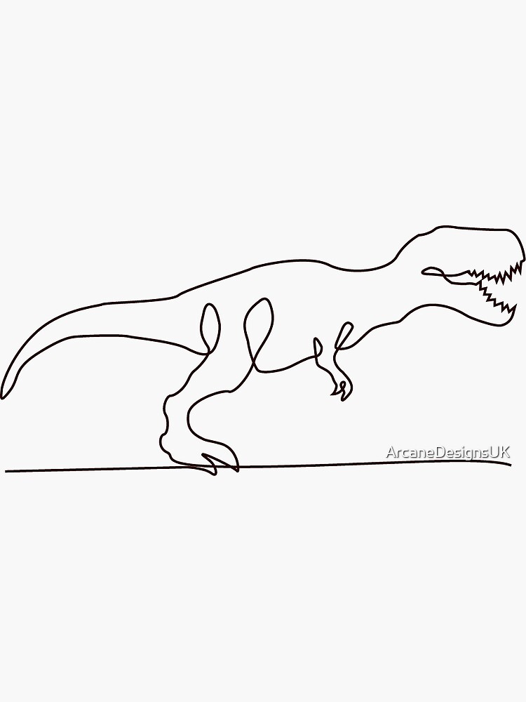 "T-Rex Dinosaur Line Art" Sticker by ArcaneDesignsUK | Redbubble