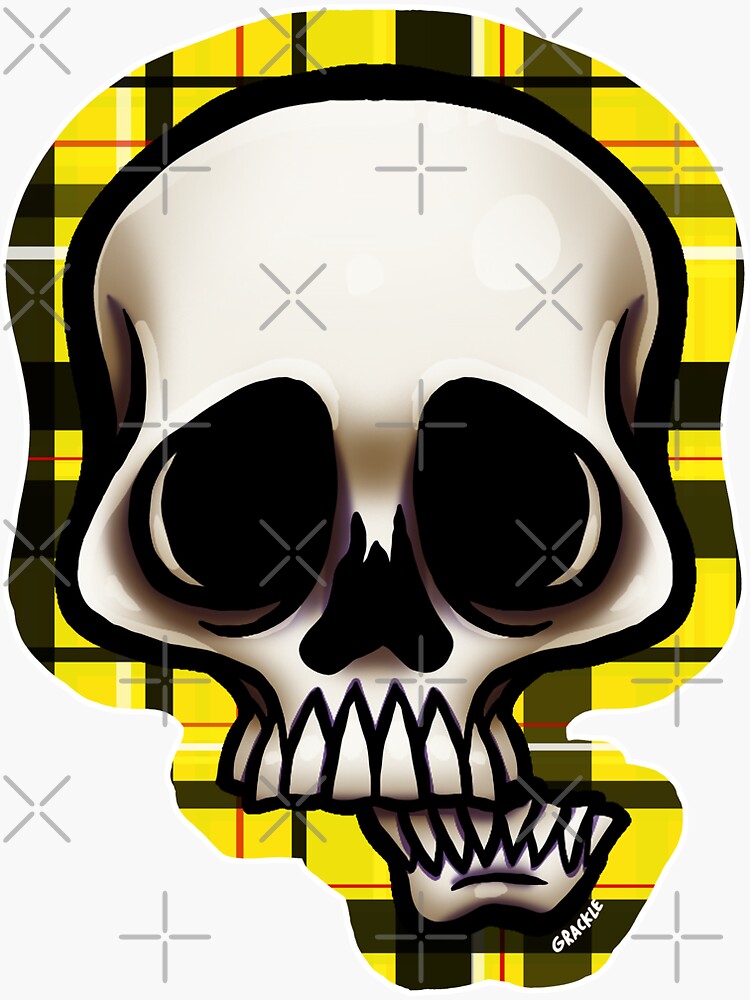"Skull Plaid (Yellow Version)" Sticker for Sale by JanGrackle | Redbubble