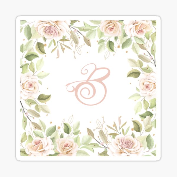 "Floral Monogram B" Sticker by ThePastelTales | Redbubble