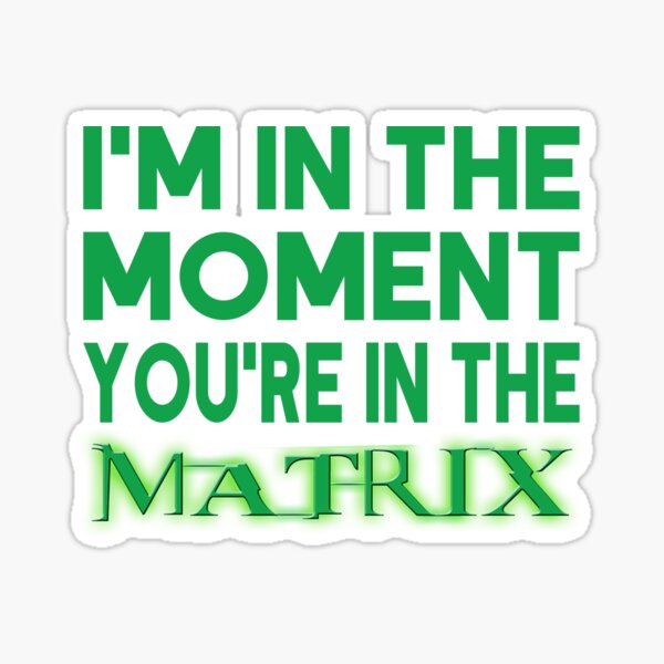"I am in the Moment You are in the Matrix" Sticker for Sale by ...