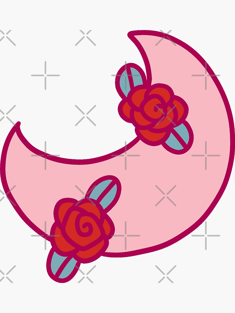 "Pink Rose Moon" Sticker by SaradaBoru | Redbubble