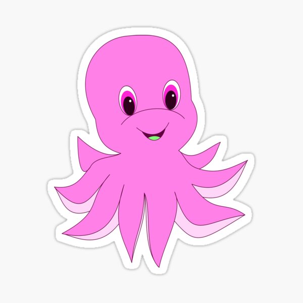 "HAPPY CUTE PINK OCTOPUS" Sticker for Sale by AYANADA | Redbubble