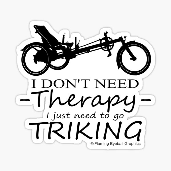 "Trike Therapy 4 (dark)" Sticker for Sale by Flaming-Eyeball | Redbubble