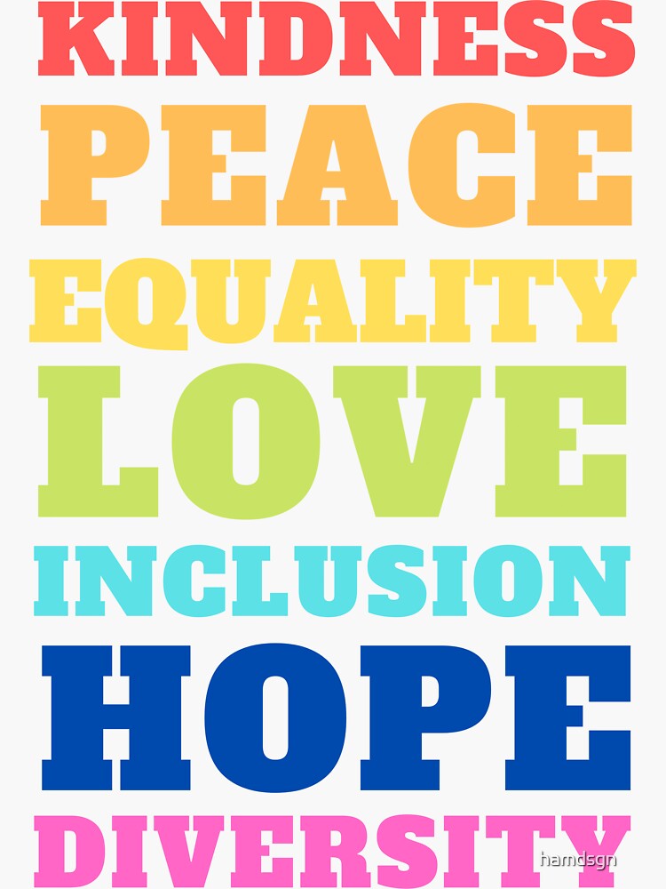 Pegatina «Paz Amor Inclusión Igualdad Diversidad Derechos humanos ...