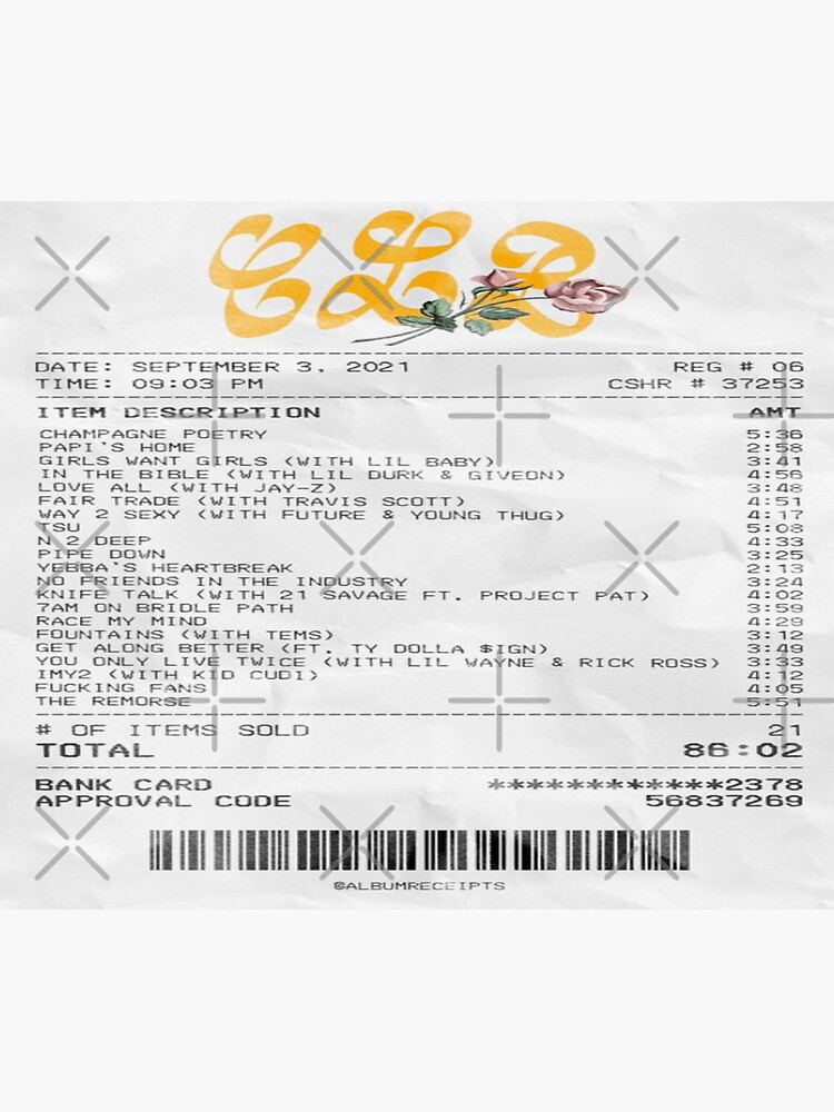 "Album Receipt - Drake - Certified Lover Boy" Sticker for Sale by ...