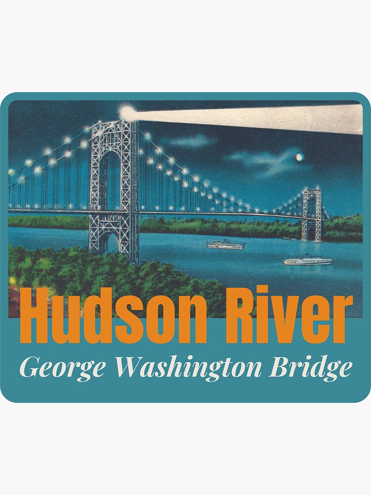 "Vintage Scene of George Washington Bridge, Hudson River, The GW Bridge ...