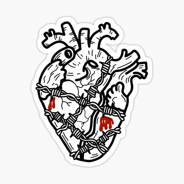 "Barbed wire Heart" Sticker for Sale by Lyoner | Redbubble