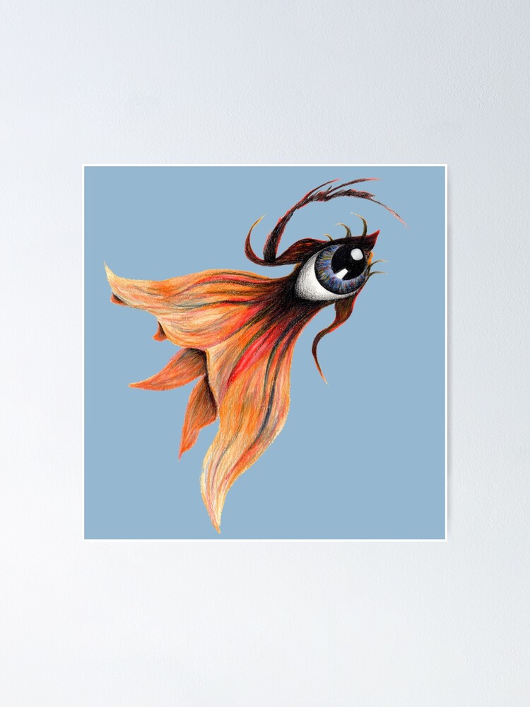"Golden Eye Surreal Goldfish Fantasy Art" Poster for Sale by ...