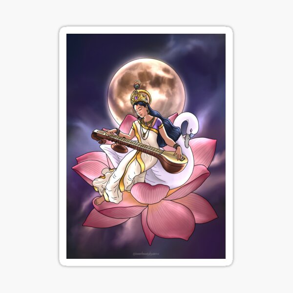 "saraswati goddess illustration" Sticker by sierratruong | Redbubble