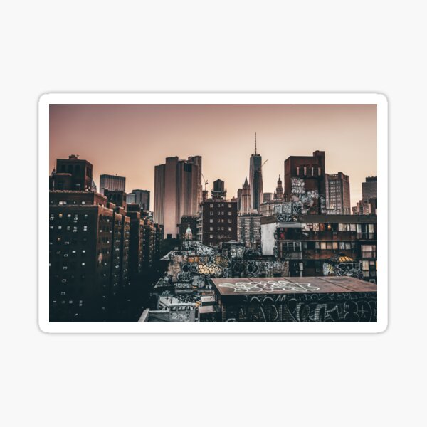 "New York City skyline and Chinatown neighborhood in Manhattan" Sticker ...